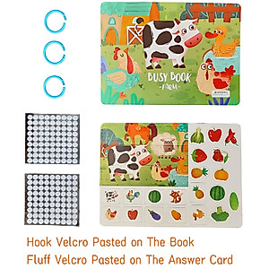 MIKNEKE DIY Quiet Book for Toddlers, Montessori Busy Book for Kids, Farm Preschool Learning Activities Learning & Education Toys