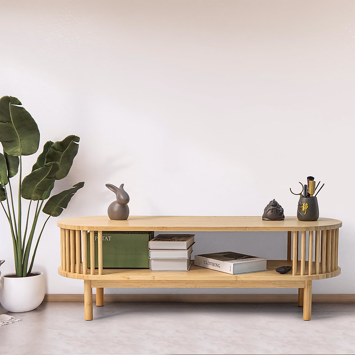 APRTAT Bamboo TV Stands for Living Room, 44 inch TV Console Entertainment Center with Storage, Television TV Stands for Bedroom, Small Wood TV Stand TV Table for Living Room, 44 x 15 x14 inches.