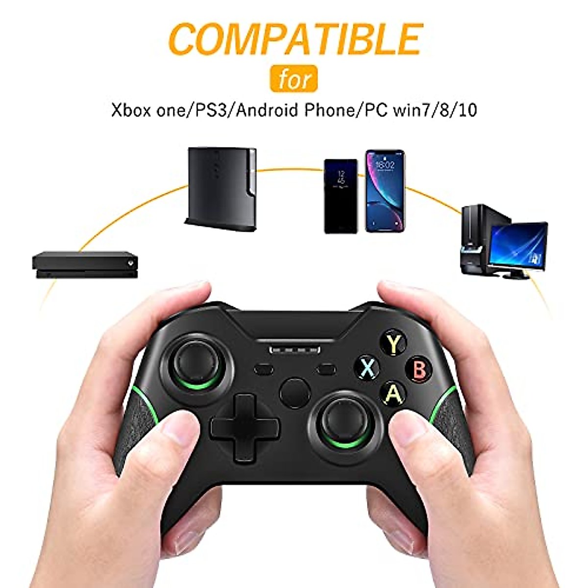 GLOWANT Wireless Controller Replacement for Xbox One Controller,2.4G Wireless Gamepad Joystick with Dual Vibration and Built-in 500mAh Rechargeable Battery Compatible with Xbox one(BL)