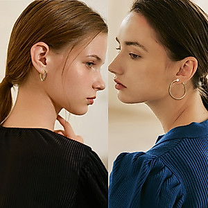 SAILIMUE 10 Pairs Gold Clip On Hoop Earring For Women 14K Gold Plated Chunky Clip Earrings No Piercing Earrings Set