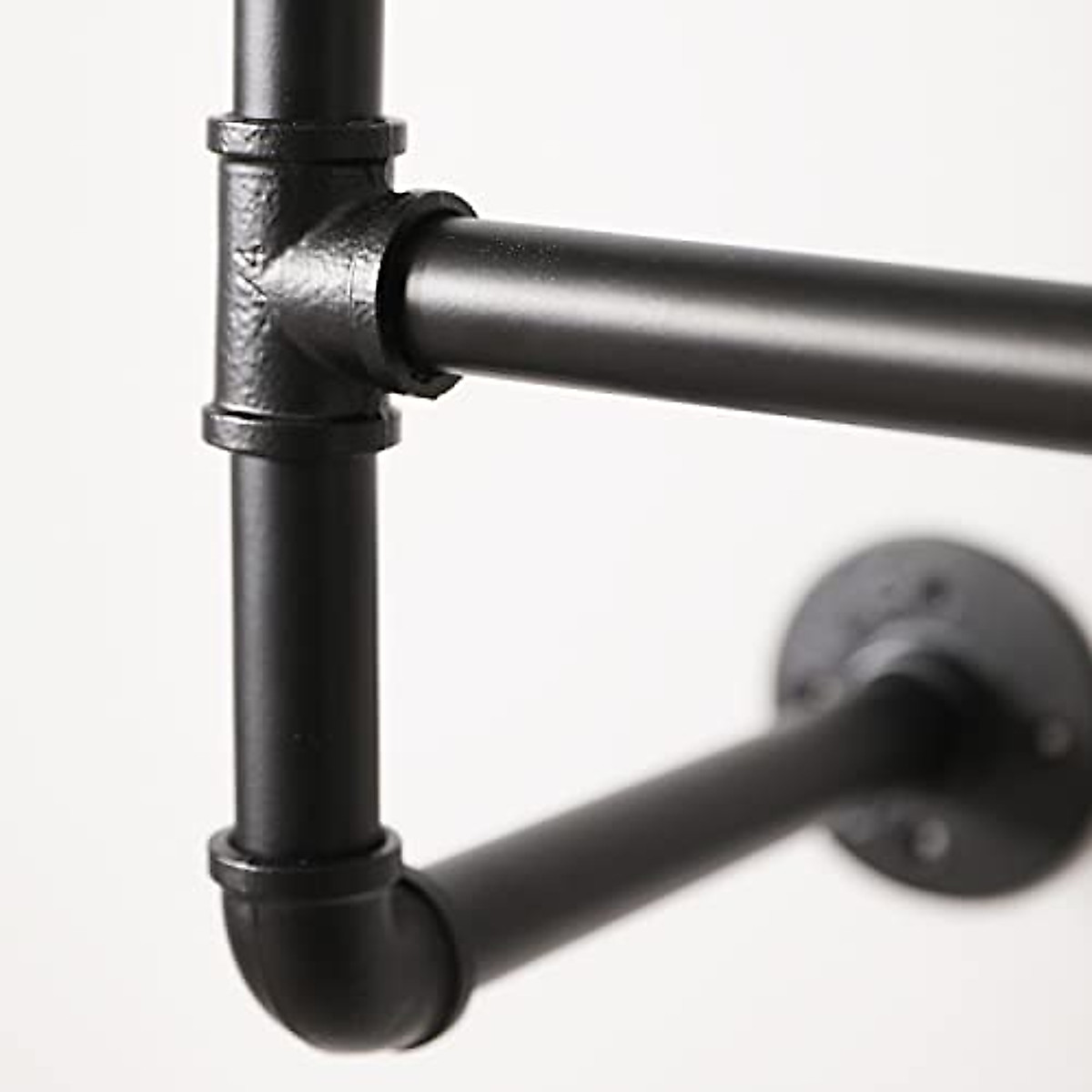 Industrial Clothing Racks Garment Racks – Wall Mounted Pipes Clothes Racks with Four Hanging Rods, Heavy Duty Garment Racks, Industrial Steampunk Closet Organizer Hall Tree (Metal Pipes-Black)