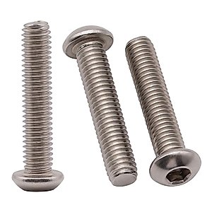 RoyceMart #10-24 x 3/4" (50 Pack) Hex Socket Button Head Cap Screws Bolts, Allen Socket Drive, 304 Stainless Steel 18-8, Bright Finish, Full Machine UNC Threads