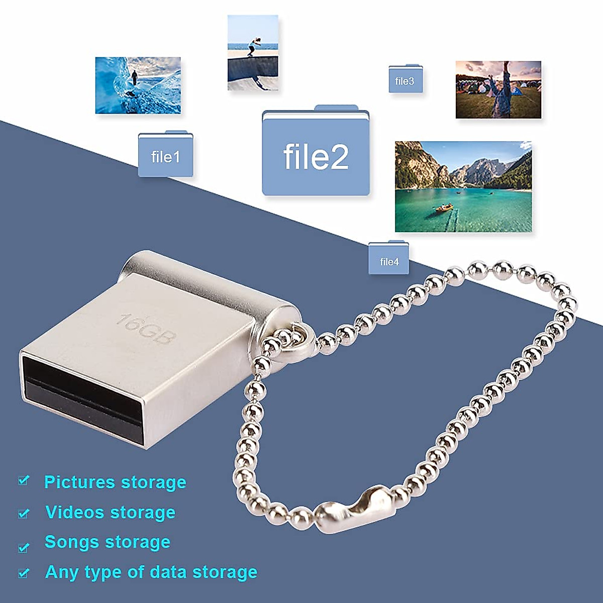 Heayzoki USB Flash Drive, Pendrive U Disk USB Drive PC Laptop Accessory Zinc Alloy Portable, Drives U Disk Transfer Small Files, for 7/8/10 / Windows Vista/Windows 2000 / OS X/Linux(16G)