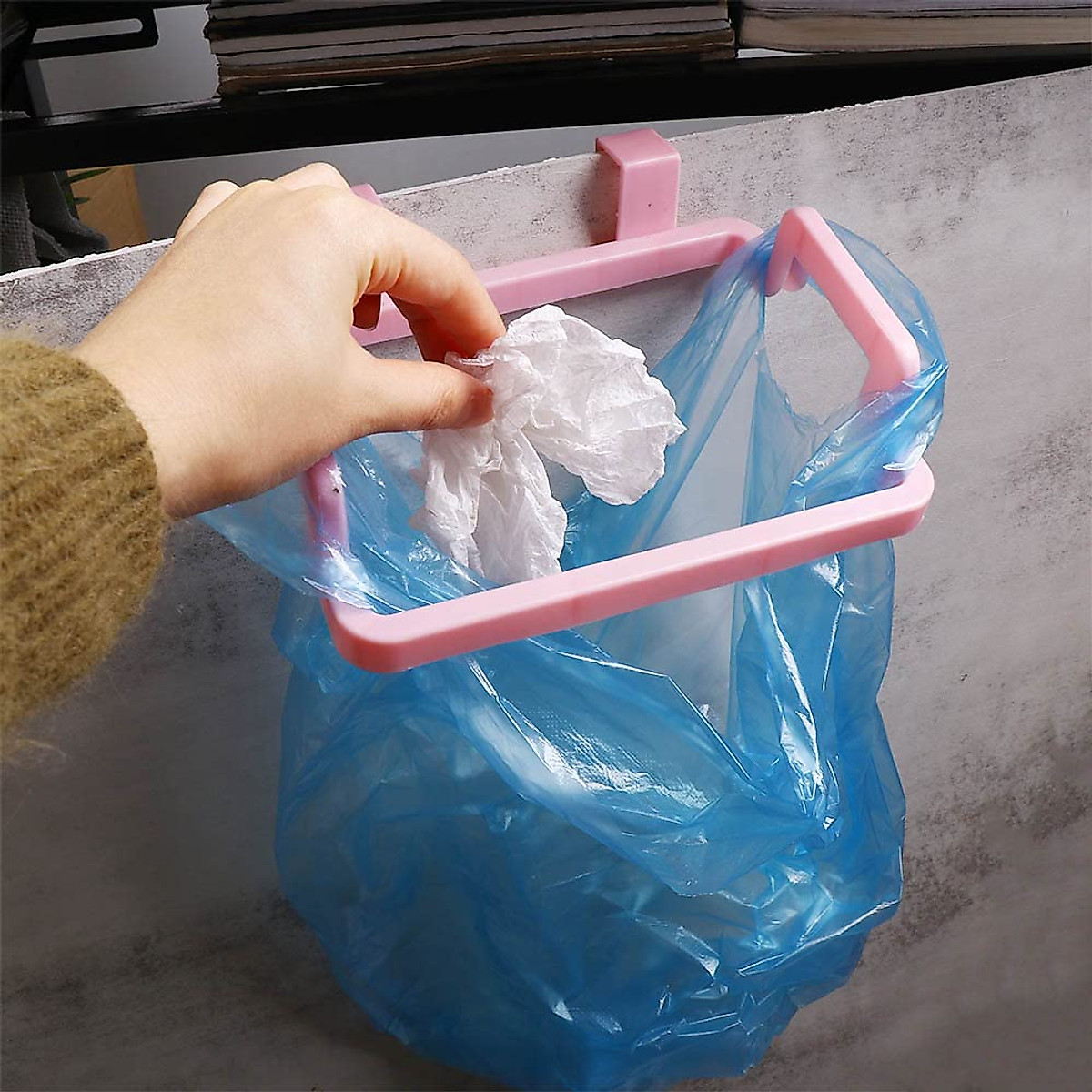 generic Over The Cabinet Garbage Bag Rack, Hanging Garbage Bags Holder Trash Bag Holder Rack for Kitchen Cabinets Doors and Cupboards(Beige), AM15SD0CRK5US