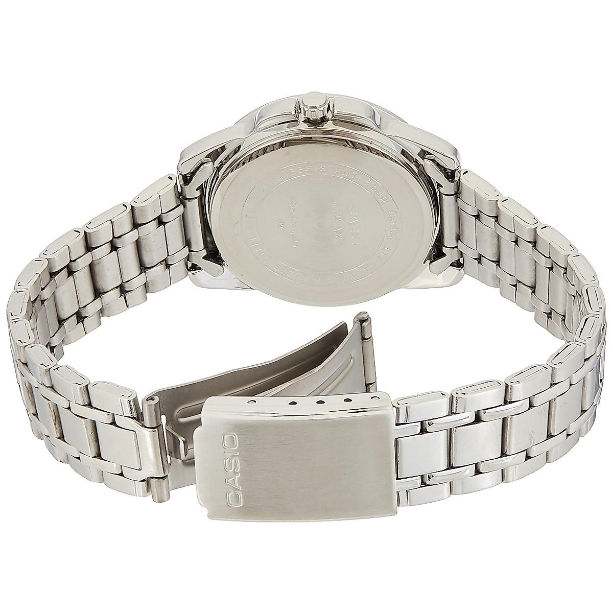 Casio Women's LTP1314D-1AV Silver Stainless-Steel Quartz Watch with Black Dial