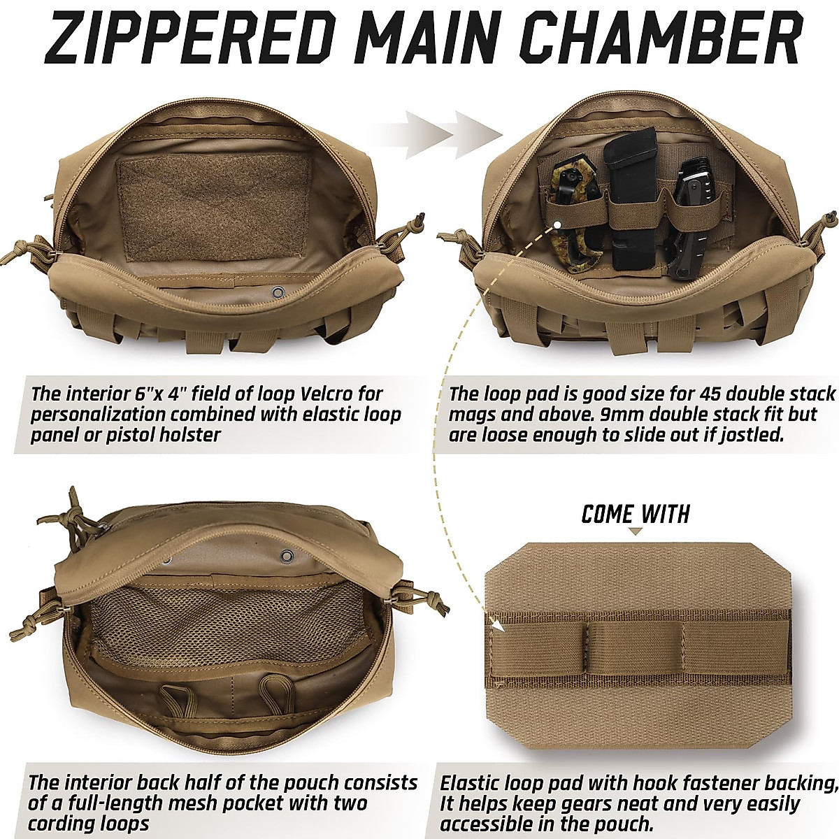 WYNEX Tactical Molle GP Admin Pouch, Molle General Purpose Pouch EDC Molle Utility Tool Pouch Organizer Military Multi Purpose Bag Modular Pouches Cummerbund Belt Pouch with Hook and Loop Insert Panel