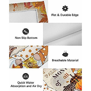 Outdoor Area Rug for Patio,Thanksgiving Fall Gnome Pumpkin Sunflowers Camping Rugs Indoor Large Floor Mat 4x6ft,Autumn Maple Retro Letters Outside Carpet for Deck RV Picnic Porch Backyard Bedroom