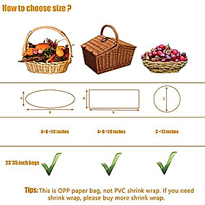 Zonon 20 Pcs Valentine Cellophane Bags 35 x 23 In Valentine Basket Bags Heart Printed Cellophane Wrap red Basket Bags Large Cellophane Bags for Baskets, Weddings (Heart Style)