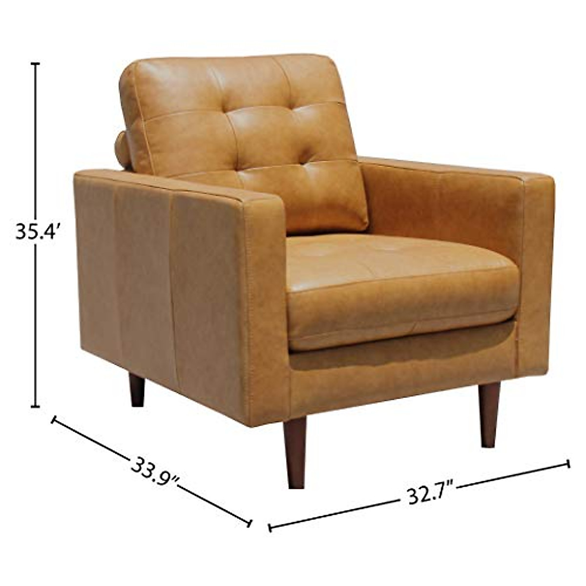 Amazon Brand – Rivet Cove Mid-Century Modern Tufted Leather Accent Chair, 32.7"W, Caramel