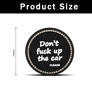 2 Pack Funny Coaster for Car Cup Holder,Auto Anti Slip Bling Cup Holder Coaster,2.75 inch Surface Full Crystal Rhinestone car Coaster Car Interior Accessories (White)