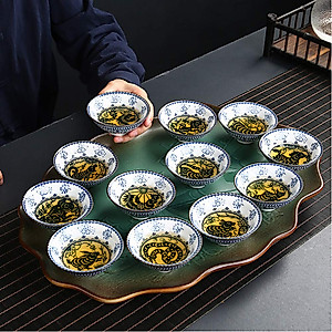 Woonsoon Set of 12 Chinese Zodiac Signs Handmade Kungfu Tea Cup 2.8 oz/80 ml,Bone China Blue and White Tea Cups,Ceramic Tea Mugs Without Handles