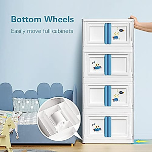 Zarler X-Large Folding Plastic Closet Organizers and Storage , Portable Closet for Hanging Clothes Stackable Storage Bins with Lid Secure Buckle Wheels, Collapsible Storage Container for Toys Baby Home Room (2 Pack 19 Gal Foldable Storage Bins and 1 Pack