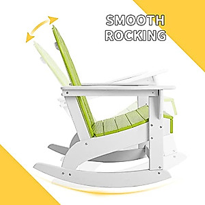 BIVODA Rocking Chair Outdoor,Adirondack Rocker Chair,HDPE Patio Rocking Chair,High Back Porch Rocker,Wide Rocking Chair for Balcony, Backyard and Living Room,350lbs Weight Capacity