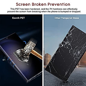 Esanik [2+2Pack] Privacy Screen Protector for Samsung Galaxy S23 Ultra 6.8-inch [NOT for S23 Plus/S23] Anti Spy PET Film(NOT Glass) with Easy Installation Frame + Camera Lens Protector Fingerprint ID Compatible