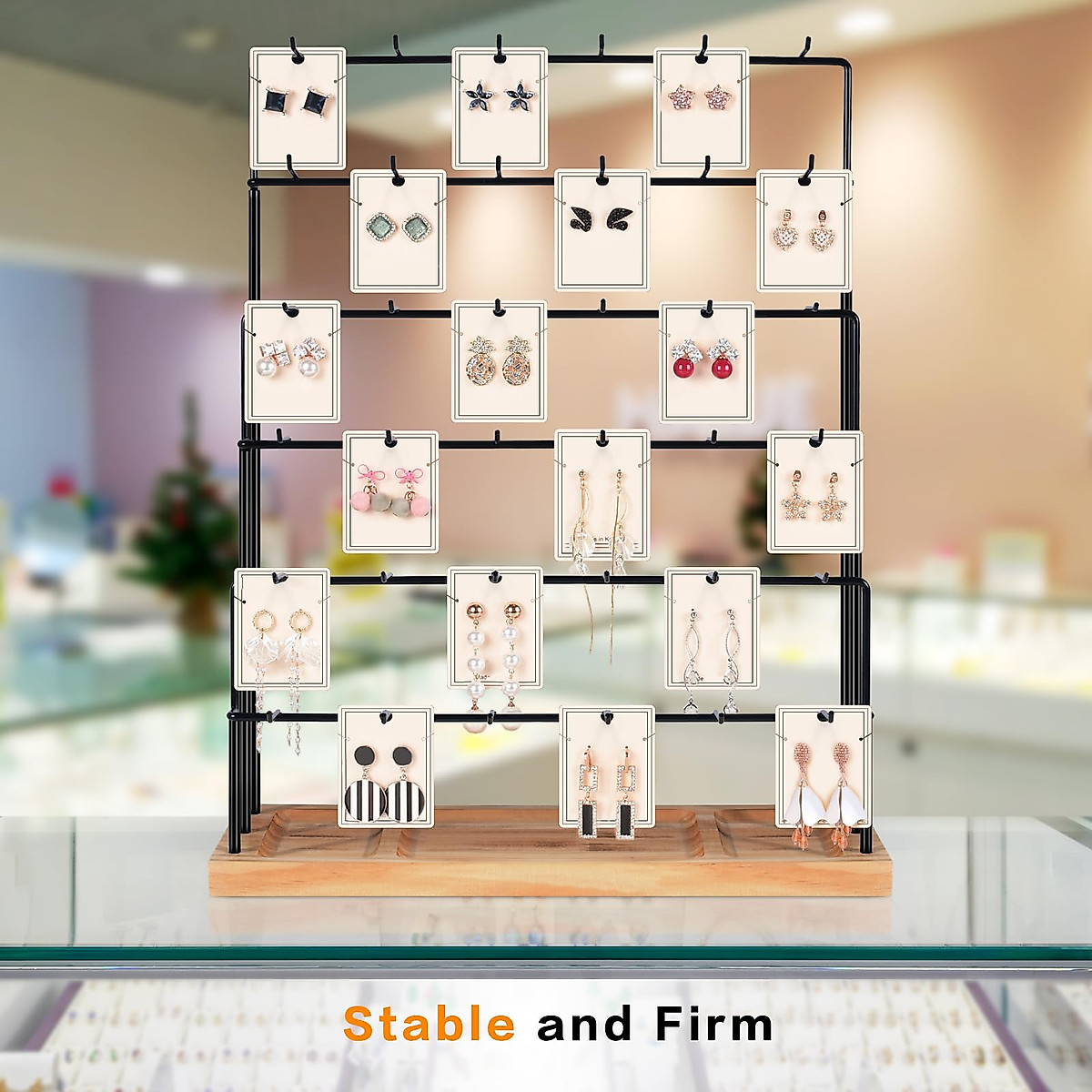 GEAMSAM Earring Display Stands for Selling, 36 Hooks Earring Holder Organizer, Jewelry Display for Vendors Earring Cards, Bracelets, Rings, Necklaces, Keychains Retail