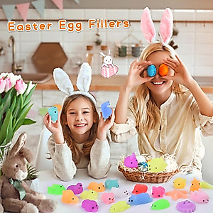 LEEHUR 100PCS Kawaii Squishies, Mochi Squishy Toys for Kids Party Favors, Mini Stress Relief Squishy Fidget Toys for Classroom Prizes for Kids Party Favors Goodie Bags Stuffers with Storage Bag