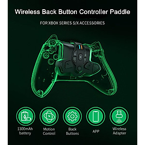 Armor-X Pro Upgrade Wireless Back Button Controller Paddle with 1300mA Battery for Xbox Series S/X Accessories, Support Somatosensory with Multi-Platform Adapter