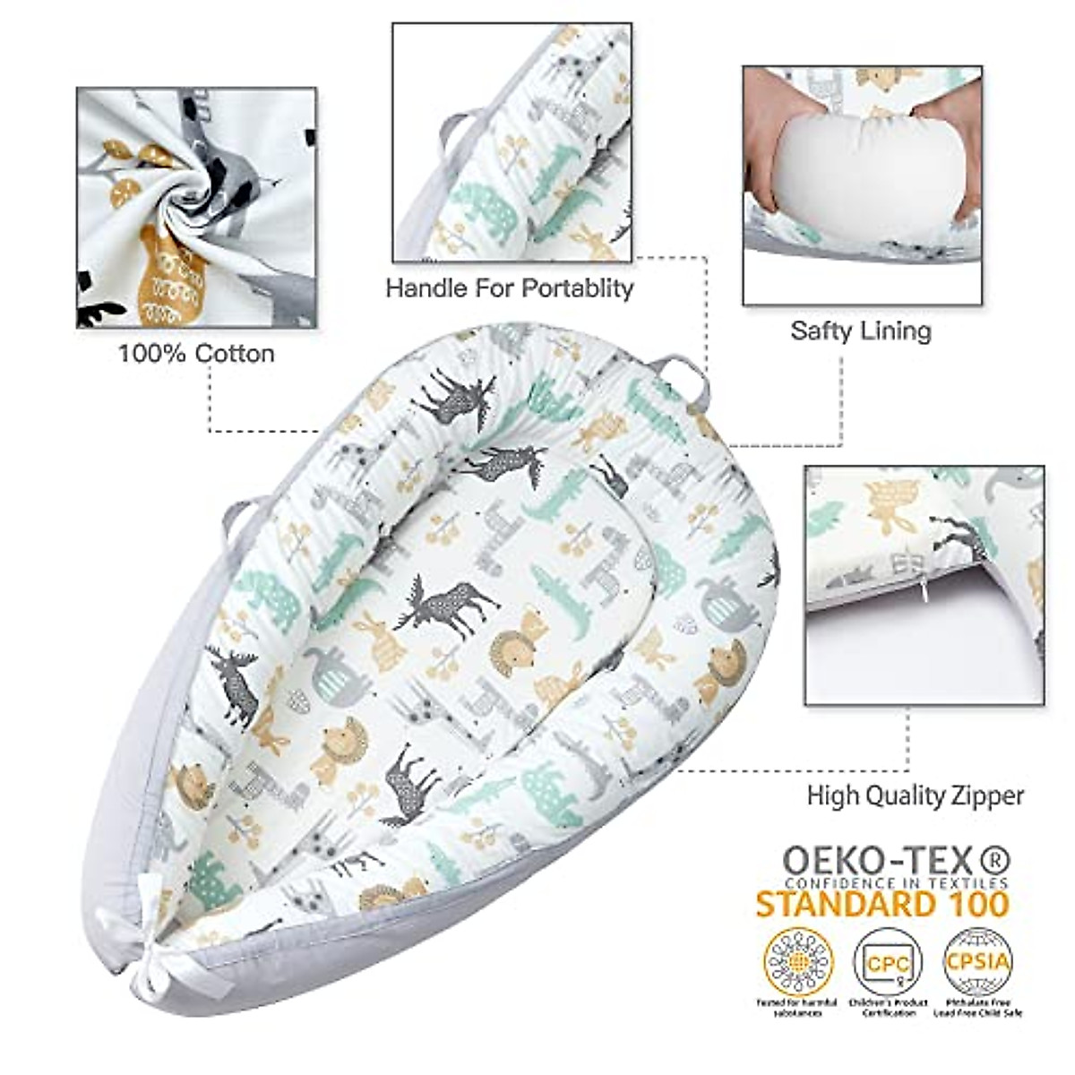 Junoon Baby Lounger 100% Soft Breathable Newborn Lounger Nest for 0-12 Months, Soft Infant Lounger Floor Seat for Lounger, Baby Must Have Essentials Baby Registry Search