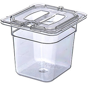 Carlisle FoodService Products 10311U07 Polypropylene Universal Handled Notched Lid, 6-7/8" Length x 6.31" Width x 7/8" Height, Clear, For TopNotch One-Sixth Size Food Pans (Case of 6)