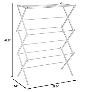 Amazon Basics Foldable Laundry Rack for Air Drying Clothing - 41.8" x 29.5" x 14.5", White
