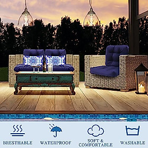 Tradder 5 Pcs Outdoor Chair Cushions Outdoor Patio Loveseat Cushions Group Bench Patio Furniture Cushions Swing 2 U Shape Seat Cushions 2 Lumbar Pillows for Indoor Outdoor Furniture (Mandala Pattern)