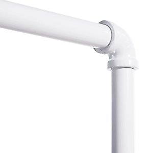 Econoco Pipeline Adjustable Height | Ballet Bar | Vintage Rolling Rack | PSBBADJWTE |Gloss White