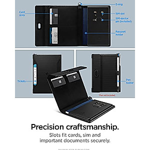 Spigen Passport Card Cover Holder Passport Wallet Travel Documents Organizer Protector Passport Holder Travel Accessories with RFID Blocking Technology SIM Card Pin Included - Black