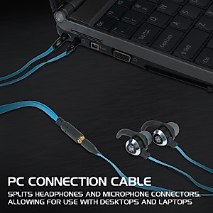 ENHANCE Mobile Gaming Earbuds for PS4, PC, Xbox One & Nintendo Switch with Bass Vibration Feedback & Microphone - Full Metal Housings, Noise Isolating, in Ear Hooks & Tangle Free Cable