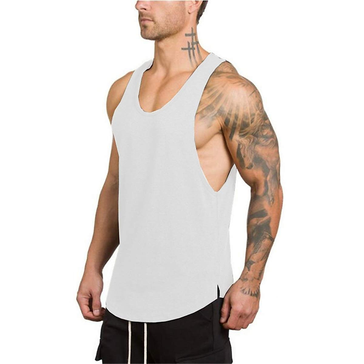 Muscle Killer 3-Pack Men's Muscle Gym Workout Stringer Tank Tops Bodybuilding Fitness T-Shirts (Small, Black+Gray+White)