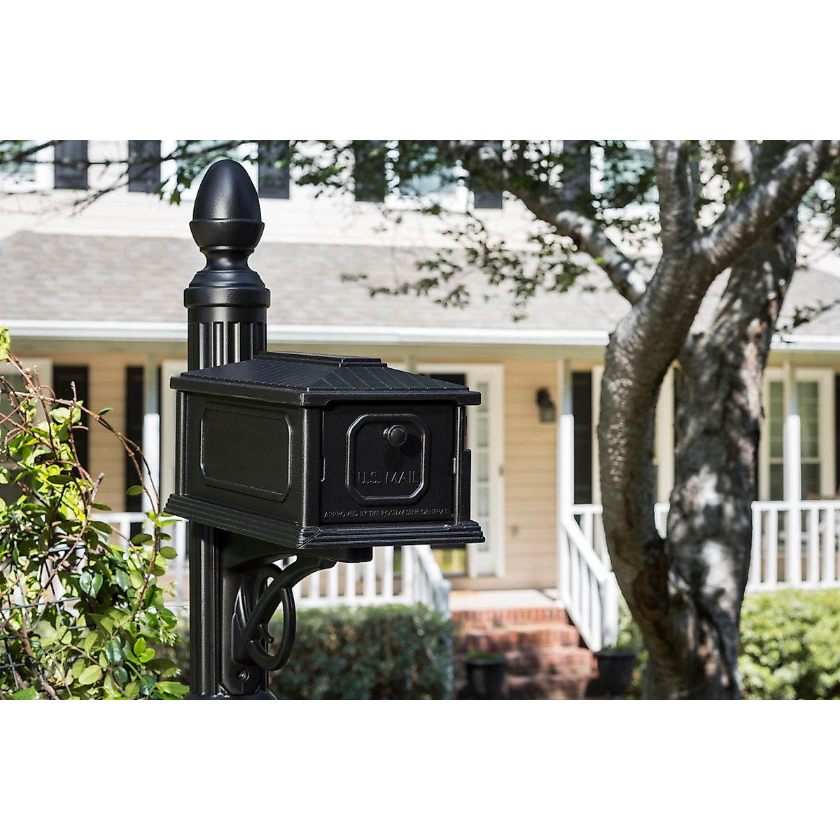 Architectural Mailboxes Stratford Plastic Mailbox and Post Kit, SC000BAM, Black, Medium Capacity