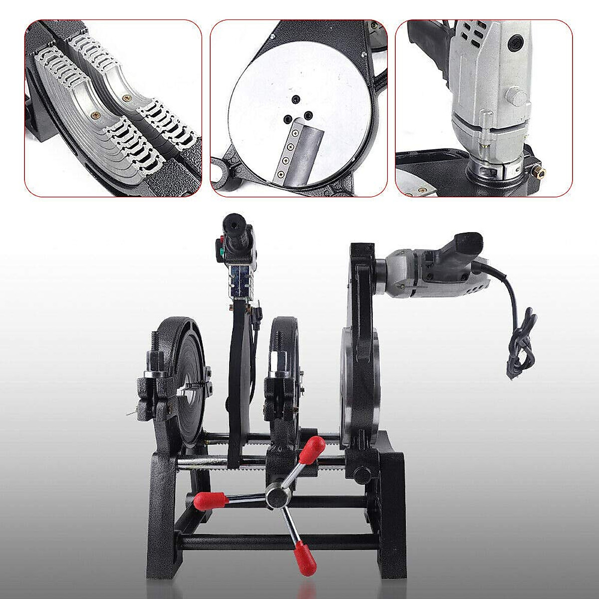 Lidhujnk 110V 2 Clamps Manual Pipe Fusion Welder PE HDPE PB PVC Piping Welding Machine, Pipe Hot Melt Welder 63-200mm