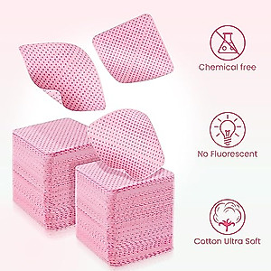 Lint Free Nail Wipes, Nail Polish Remover Pads 540PCS Eyelash Extension Wipes, Soft Non-Woven Acetone Nail Polish Remover Pads Nail Wipes for Nail Prep and Gel Polish Remover, Pink
