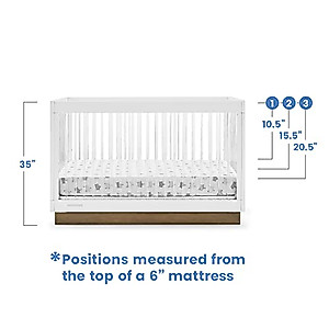 Delta Children James Acrylic 4-in-1 Convertible Crib - Greenguard Gold Certified, Bianca White/Acorn