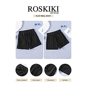 ROSKIKI Women's Drawstring Elastic Waist Summer Casual Beach Shorts Pattern Camouflage Large