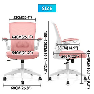 KERDOM Ergonomic Office Chair, Breathable Mesh Desk Chair, Lumbar Support Computer Chair with Wheels and Flip-up Arms, Swivel Task Chair BIFMA Passed, Adjustable Height Home Gaming Chair