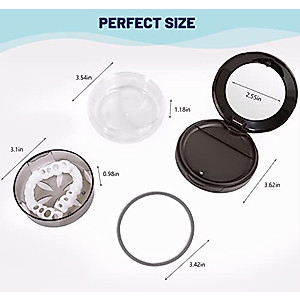Uouovo Denture Cup Retainer Case, Definitely No-Leak, Denture Bath Case, Denture Case, Retainer Cleaning Box for Traveling, Denture Cup with Strainer & Mirror (Grey)