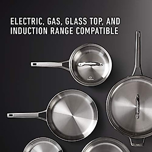 Calphalon 11-Piece Pots and Pans Set, Stainless Steel Kitchen Cookware with Stay-Cool Handles, Dishwasher Safe, Silver