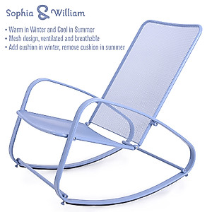Sophia & William Outdoor Patio Rocking Chair Padded Steel Rocker Chairs Support 300lbs, Blue