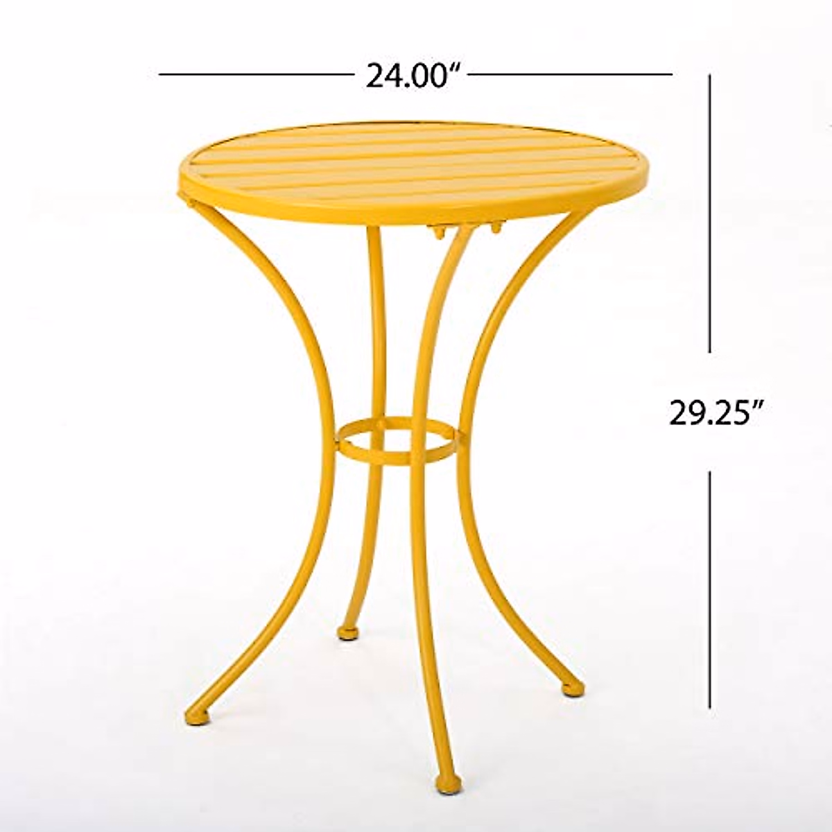 Christopher Knight Home Colmar Outdoor Iron Bistro Set, 3-Pcs Set, Matte Yellow