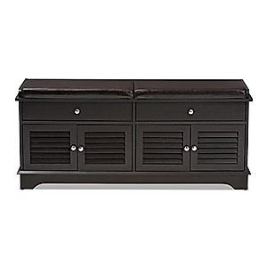 Baxton Studio Laertes Modern and Contemporary Dark Brown Wood 2-Drawer Shoe Storage Bench