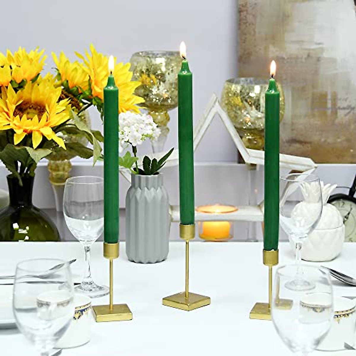 Zest Candle 12-Piece Taper Candles, 10-Inch, Hunter Green Straight