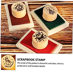 NOLITOY 18 Pcs Christmas Wooden Stamp Wood Decor DIY Scrapbook Lace Trim DIY Wood Stamp Block Wooden Stamping Blocks Scrapbook Stamp Round Seal Retro Stamp Retro Seal Pattern Tool Rubber