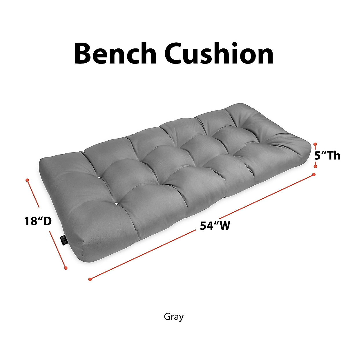 Classic Accessories Outdoor Bench Cushion, Moon Mist, 54" W x 18" D x 5" Thick, Outdoor Bench, Bench Cushions, Outdoor Cushions