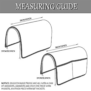 ZGDDPZA Sofa Armrest Cover,1/2/3 Seater Sofa Headrest Slipcovers with Pocket Nonslip Armchair Cover Quilted Water Proof Furniture Protector for Recliner Couch (Coffee,1 Seat Recliner 3 pc)
