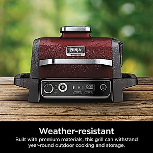 Ninja OG701 Woodfire Outdoor Grill & Smoker, 7-in-1 Master Grill, BBQ Smoker, Air Fryer plus Bake, Roast, Dehydrate, & Broil, uses Woodfire Pellets(1 Pack Included), Portable, Electric, Red (Renewed)