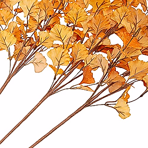 VGIA 6 Pcs Artificial Ginkgo Leaves Stems Fall Leaf Spray Flower Arrangement for Vase Silk Autumn Leaves Stems Fall Decorations for Room Kitchen Office