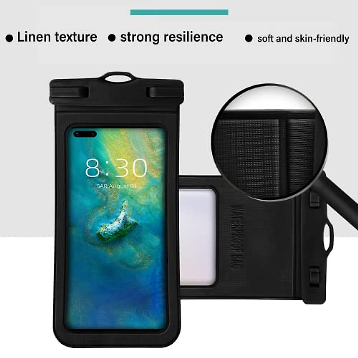 Waterproof Phone Pouch Floating [2 Pack][7"], Waterproof Phone Case with Neck Lanyard for iPhone 13 12 11 Pro Max XS XR Galaxy S22/21/20 Plus Note 10/9, Pixel 4 XL, Black+Green