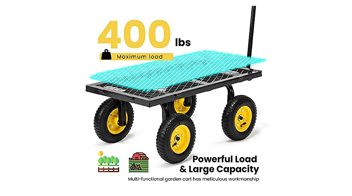 VIVOHOME Dual Chamber Composter & Heavy Duty Garden Cart Set