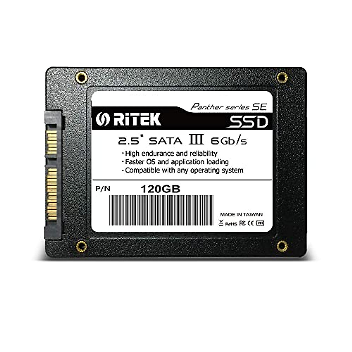Ritek 120GB SSD (Internal Solid State Drive) 3D NAND 2.5" SATA III 6Gb/s Ultra Slim 7mm Up to 550 MB/s Panther SE