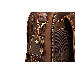 LANNSYNE Vintage Genuine Leather Backpack For Men 15.6 Inch Laptop Bag School Bag Overnight Weekender Camping Daypack Rucksack
